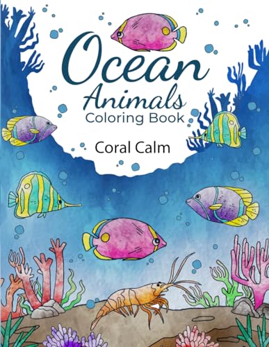Ocean Animals Coloring Book: Adult and kids coloring book for relaxing ...