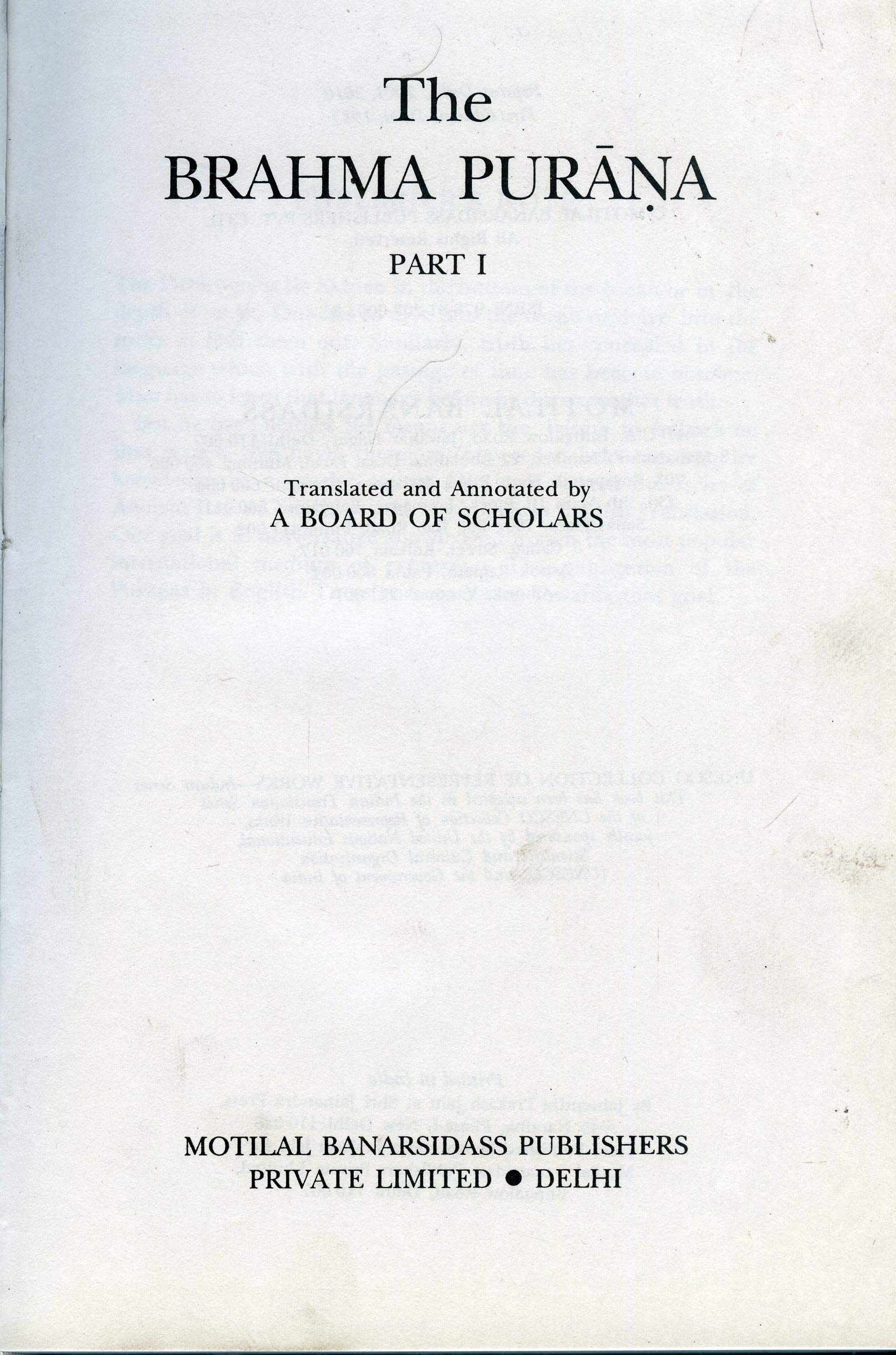 Brahma Purana Pt. 1 (AITM Vol. 33): Ancient Indian Tradition And ...
