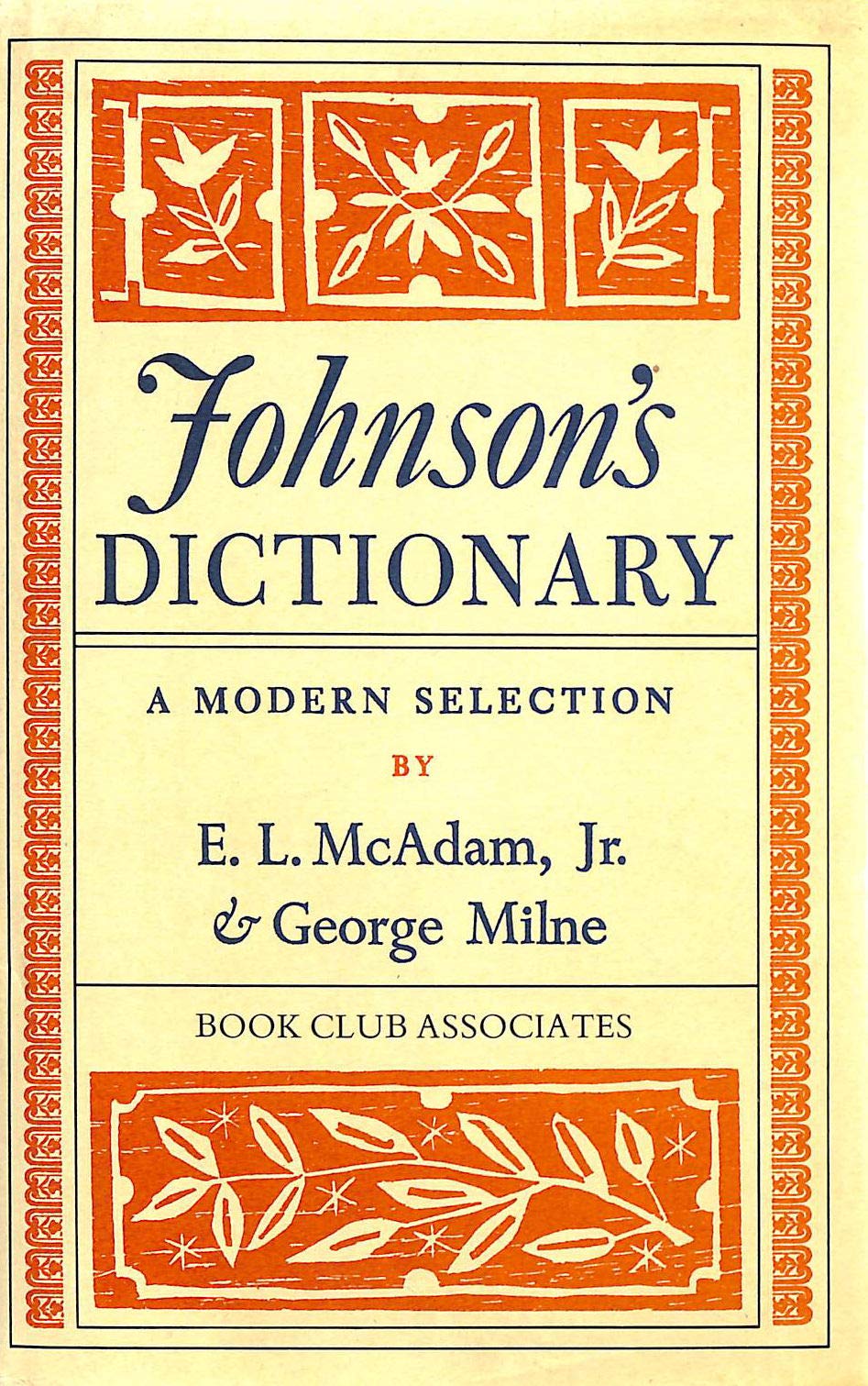 Johnson's Dictionary; a Modern Selection, by E.L. McAdam, jr. and ...