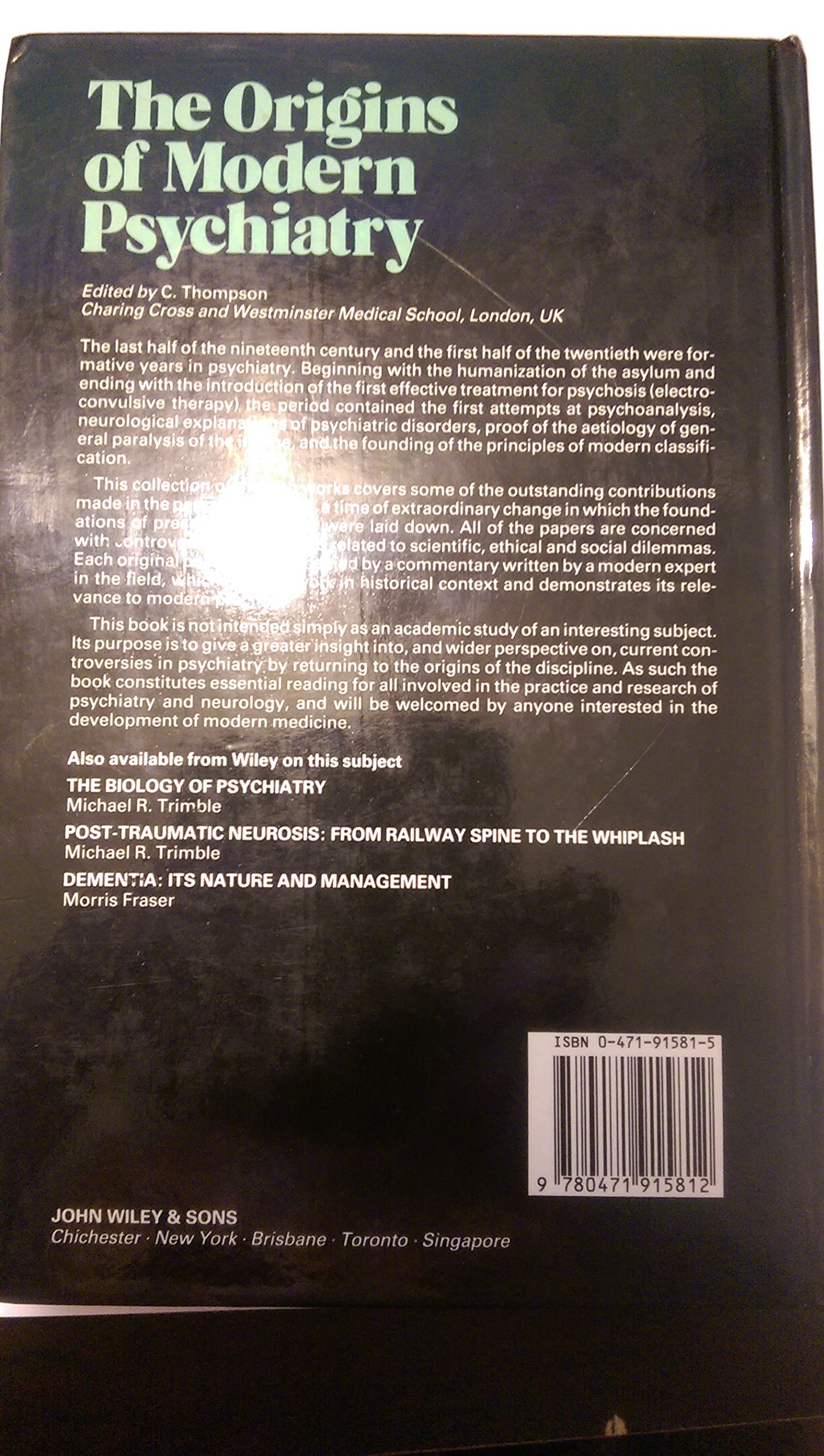 Origins Of Modern Psychiatry by John Wiley & Sons | Goodreads