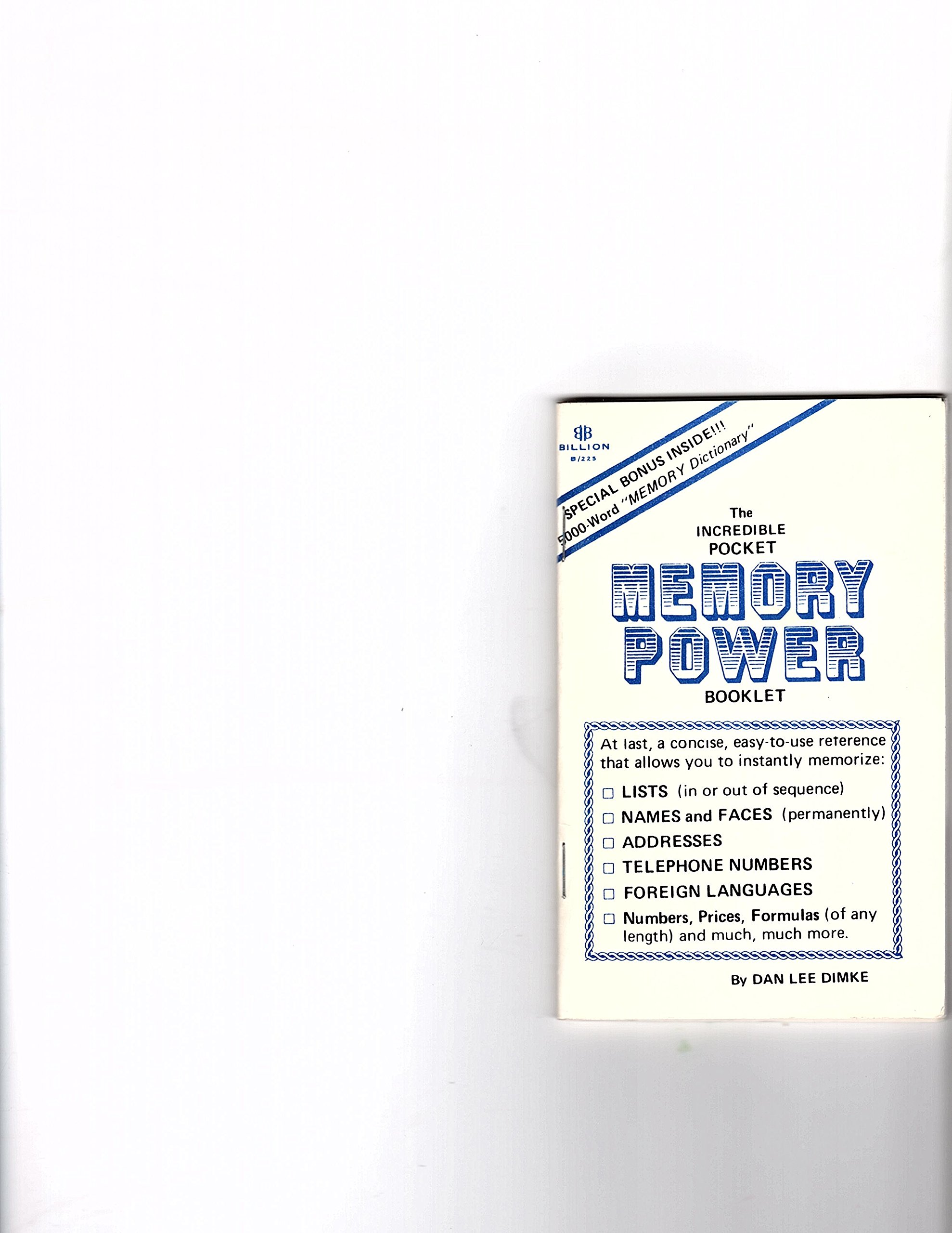 THE INCREDIBLE POCKET MEMORY POWER BOOKLET by Dan Lee Dimke | Goodreads