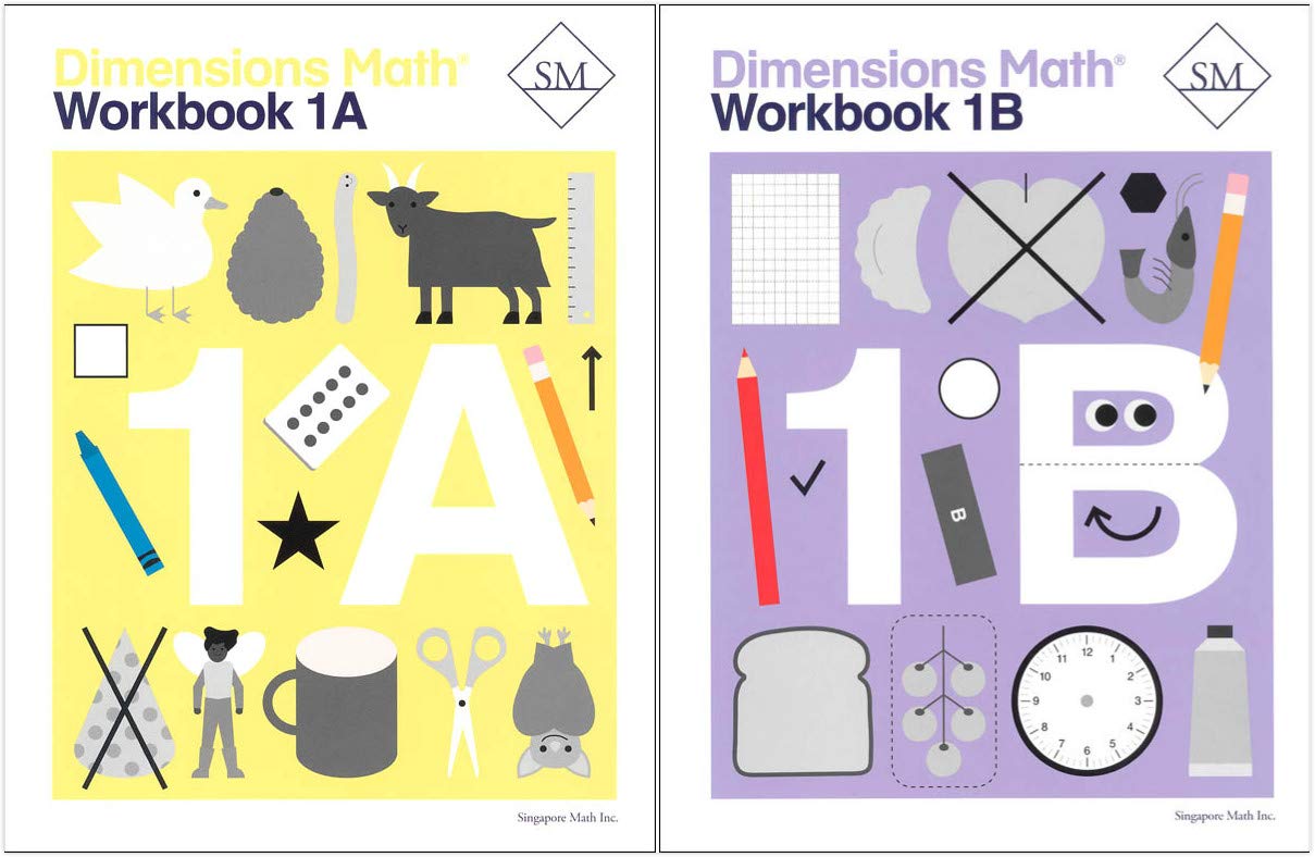 NEW Dimensions Math Grade 1 Workbooks Set (2 Books) - Workbook 1A & Workbook 1B by Singapore ...