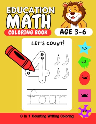 Educational Math Coloring Book: Activity Fun Workbook to Learn Counting ...