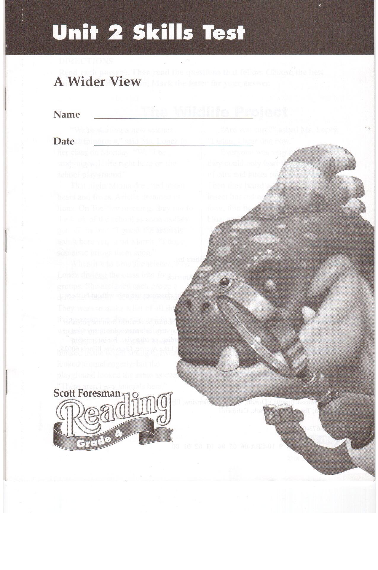 Unit 2 Skills Test A Wider View Scott Foresman Reading Grade 4 by Scott ...