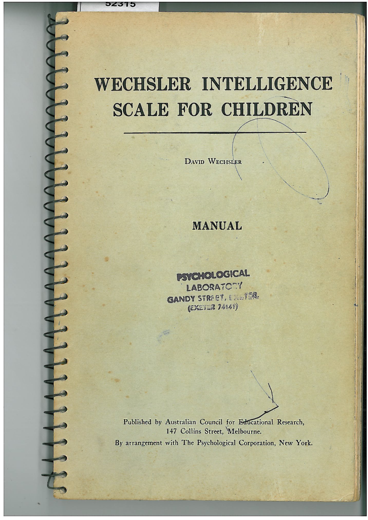 WISC Manual: Wechsler Intelligence Scale for Children by David Wechsler ...