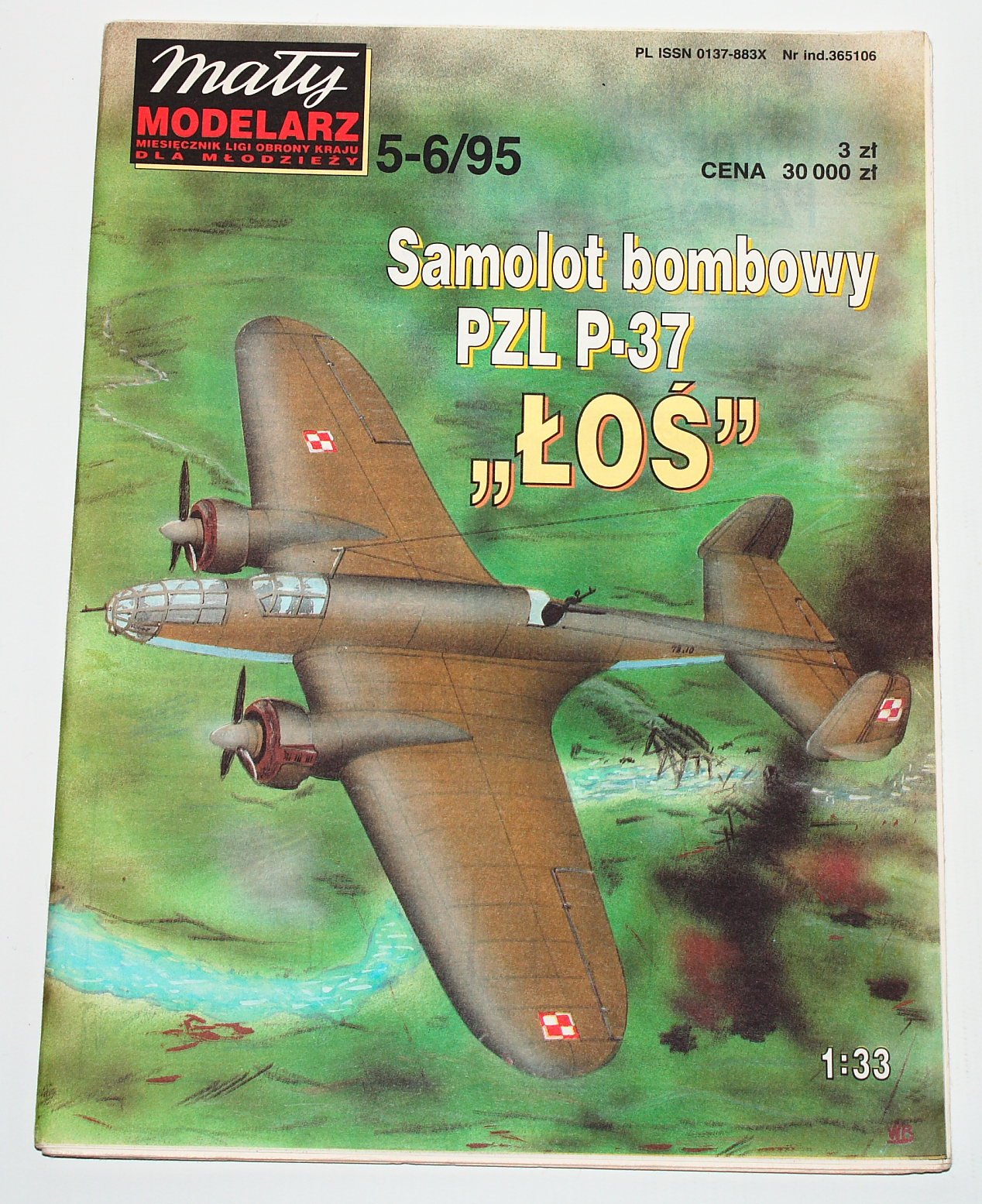 PZL P-37 "LOS" - Paper Card Model in Scale 1/33 - Maly Modelarz by ...