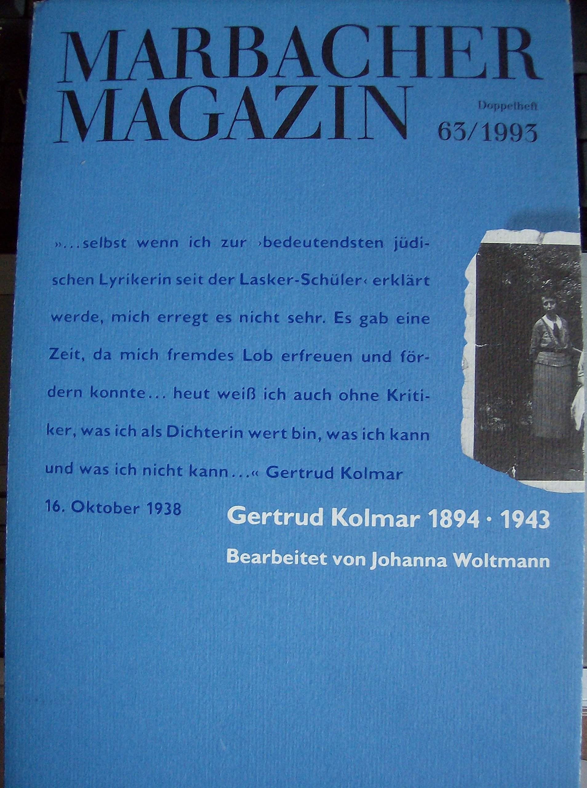 Gertrud Kolmar, 1894-1943 (Marbacher Magazin) by Unknown | Goodreads
