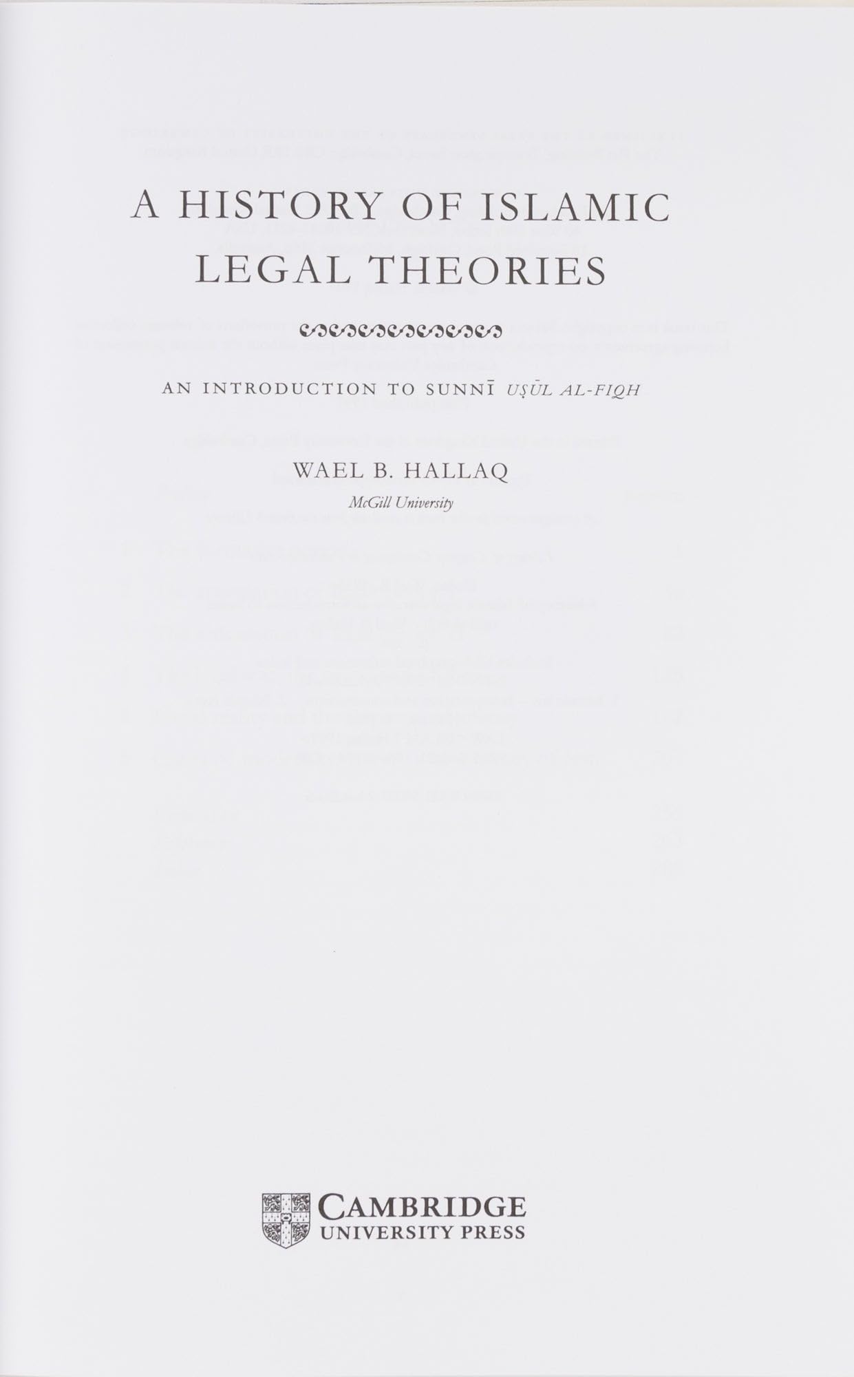 A History of Islamic Legal Theories by Wael B. Hallaq | Goodreads