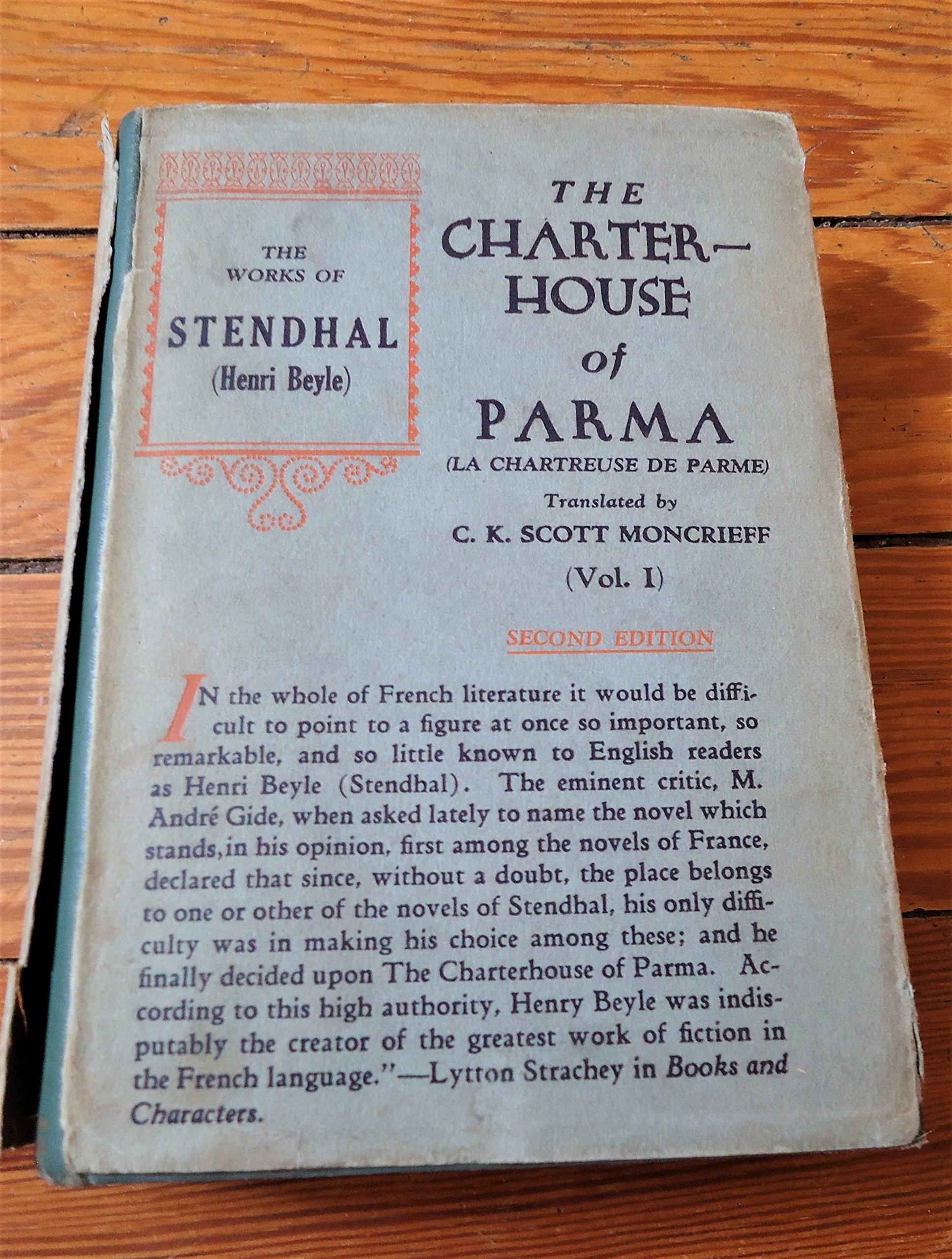 The Charterhouse of Parma. Two Volumes. Trans. By C.K. Scott Moncrieff ...