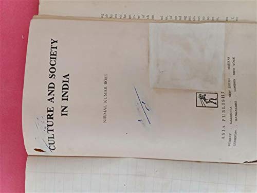Culture and Society in India by N.K. Bose | Goodreads