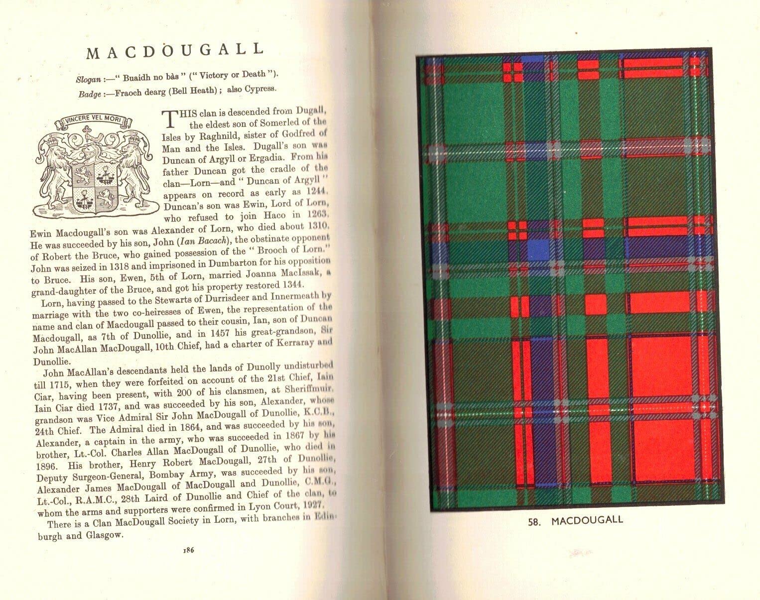 RARE 1952 SCOTLAND TARTANS CLANS & FAMILIES COLOR ILLUSTRATED GREAT ...