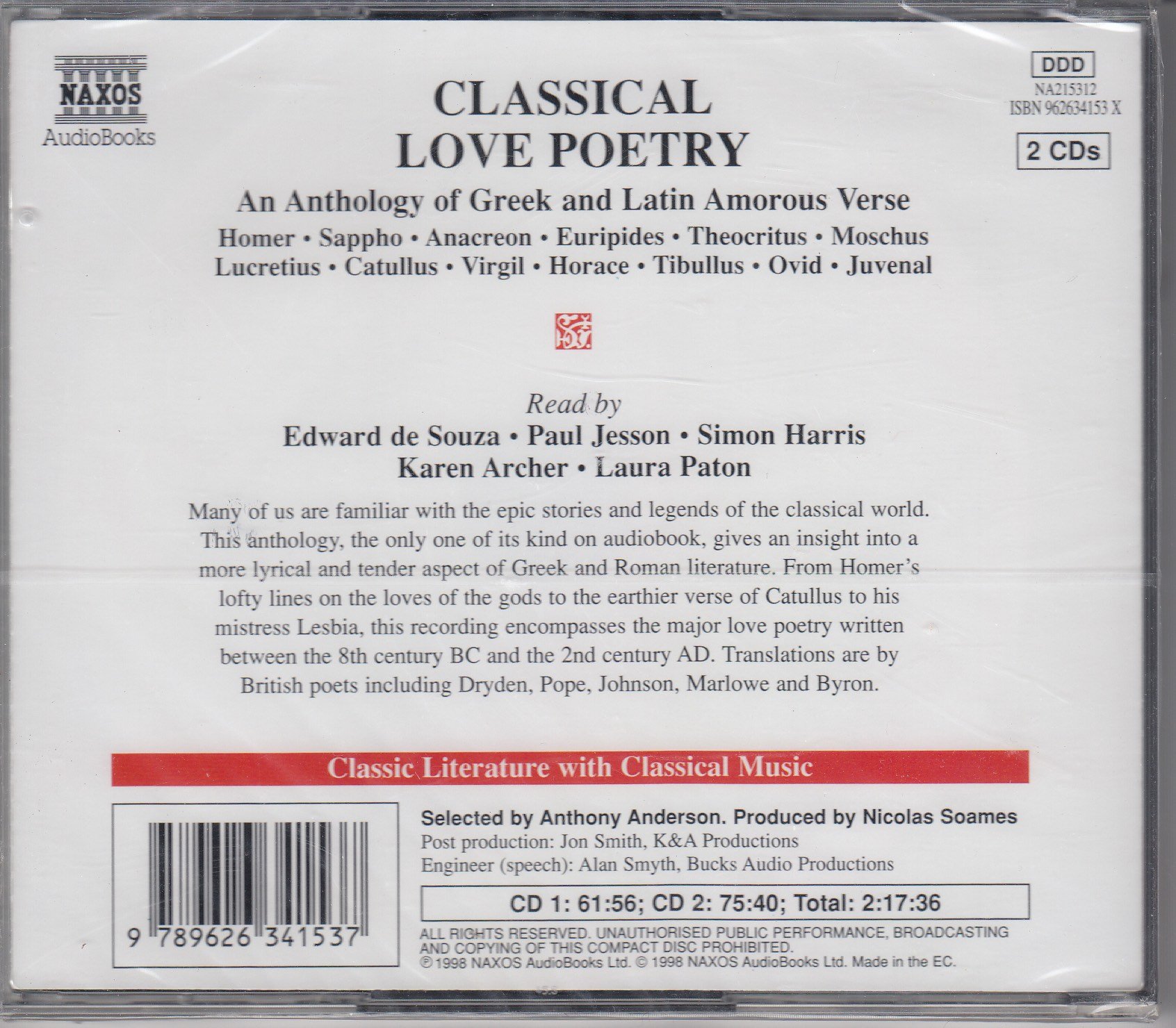 Classical Love Poetry : An Anthology of Greek and Latin Amorous Verse ...