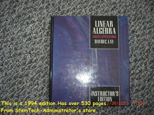 Linear Algebra and its Applications (Instructor's Edition) Update by ...