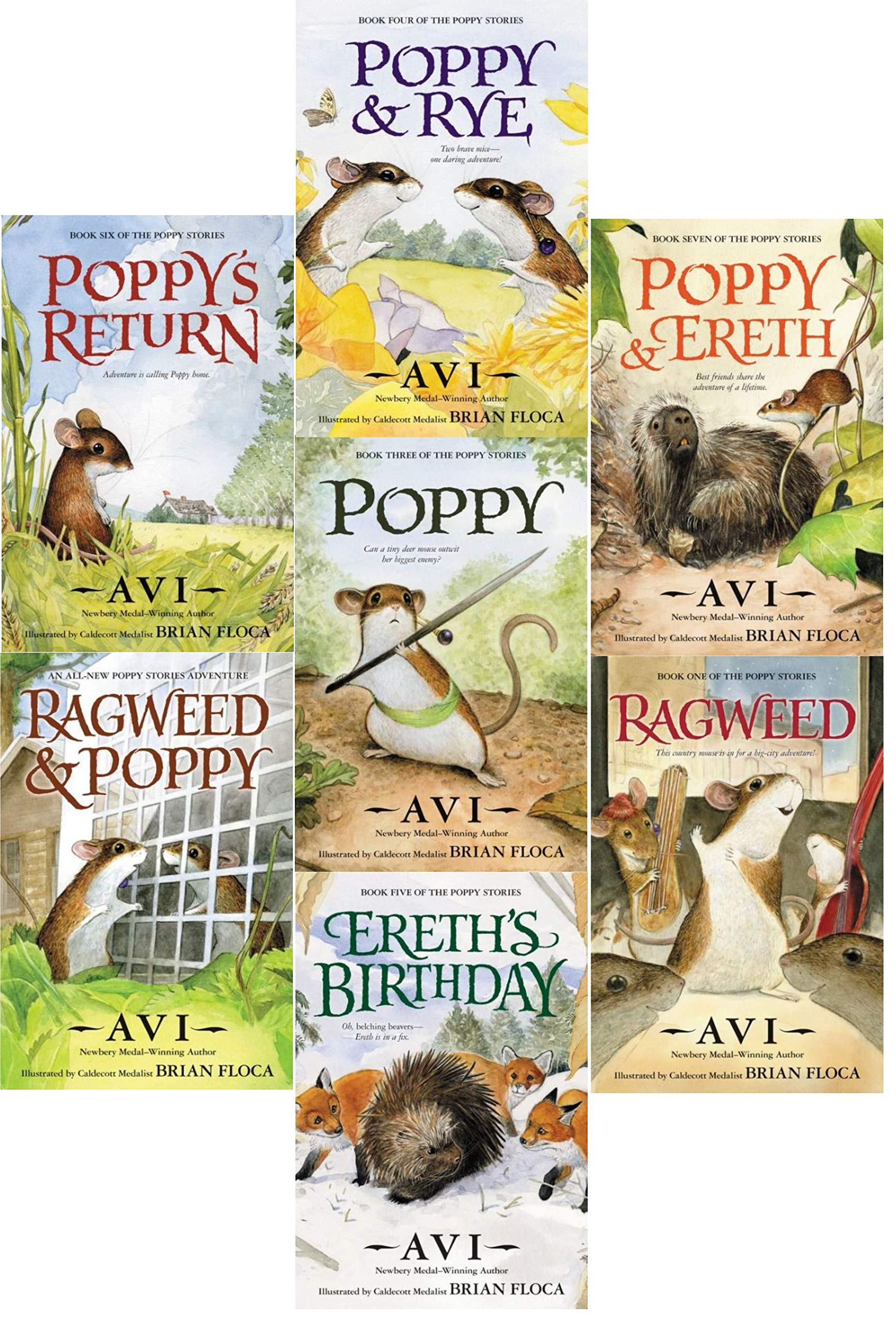 Poppy Tales from Dimwood Volumes 1-7 Book Set by Avi: Ragweed, Ragweed & Poppy, Poppy, Poppy ...