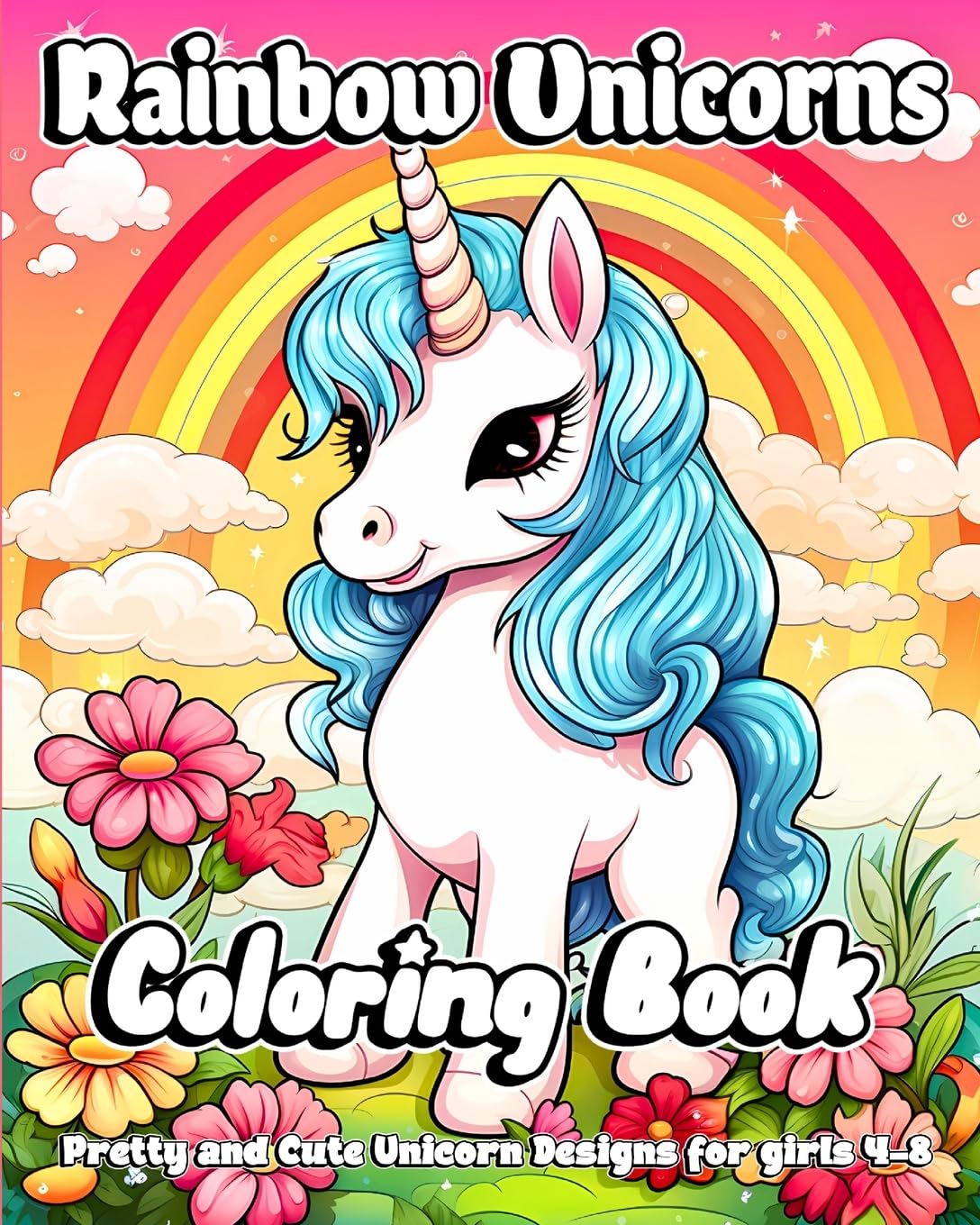 Rainbow Unicorns Coloring Book: Pretty and Cute Unicorn Designs for ...