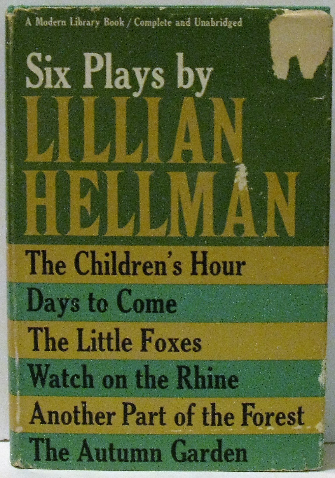 Six Plays By Lillian Hellman Modern Library #223 by Lillian Hellman ...