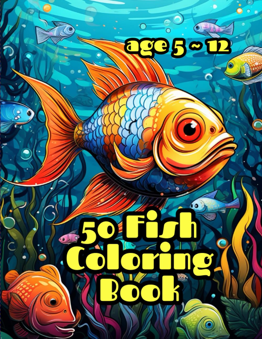 50 Fish Coloring Book: 50 Fish Coloring Books for Children by Byungjin ...