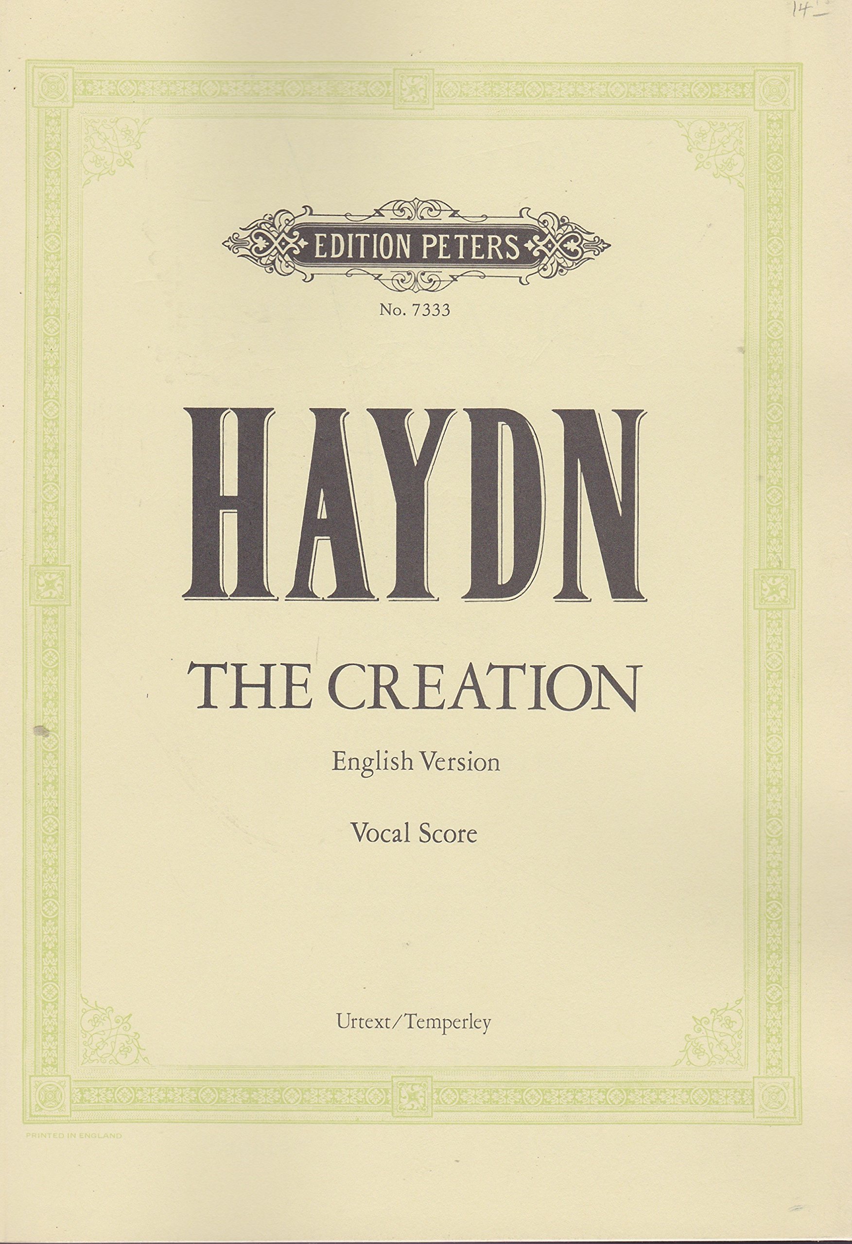 Haydn: The Creation (English Version), Vocal Score: Oratorio for Solo ...