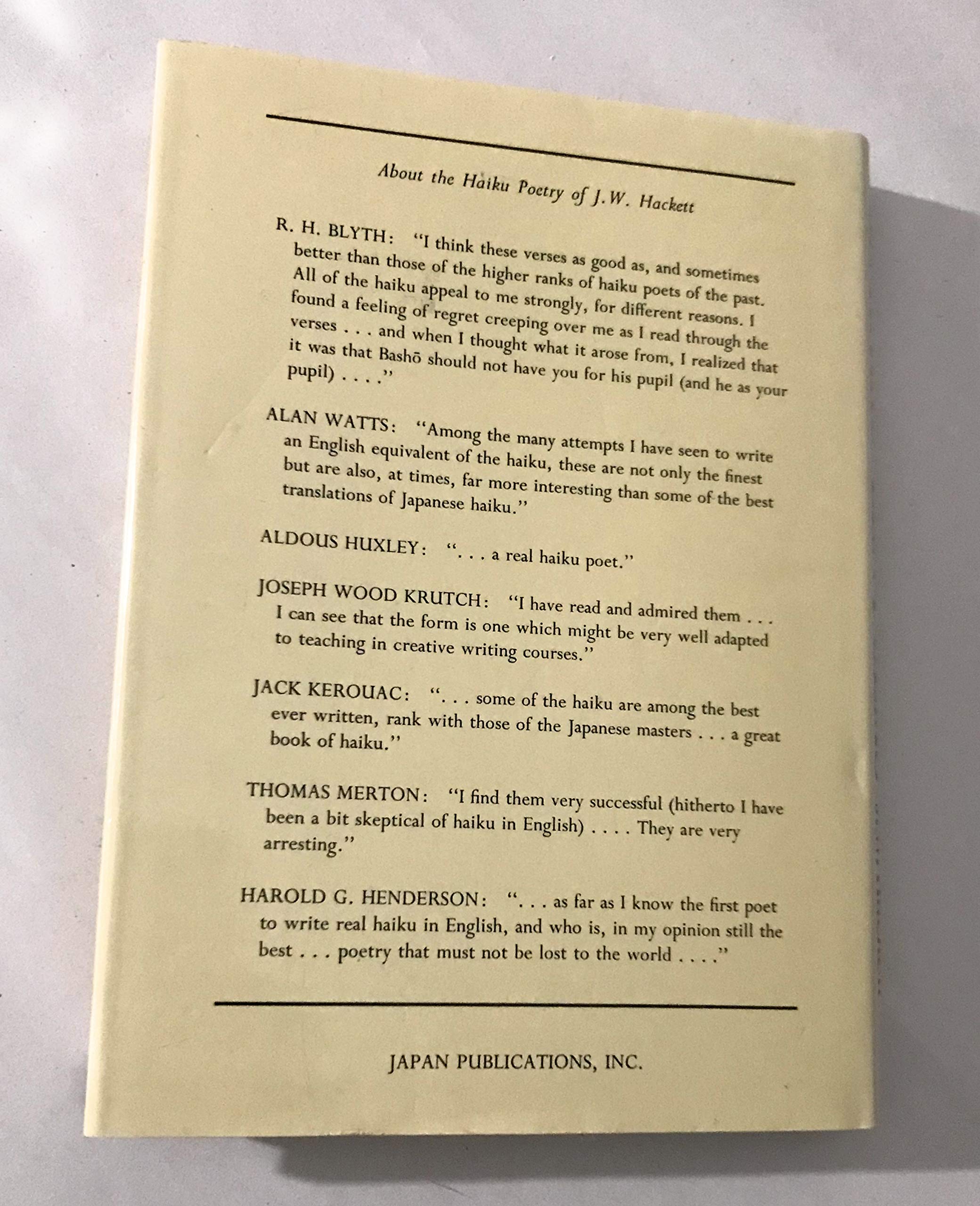 Zen Haiku and Other Zen Poems of J.W. Hackett by James W. Hackett ...