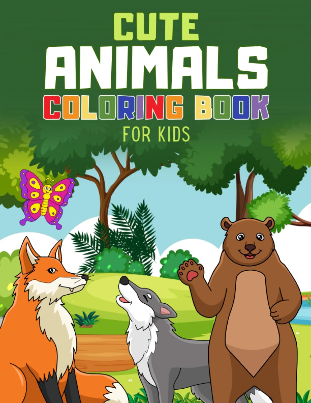 Cute Animals Coloring Book for Kids: 39 Fun and Easy Coloring Pages for ...