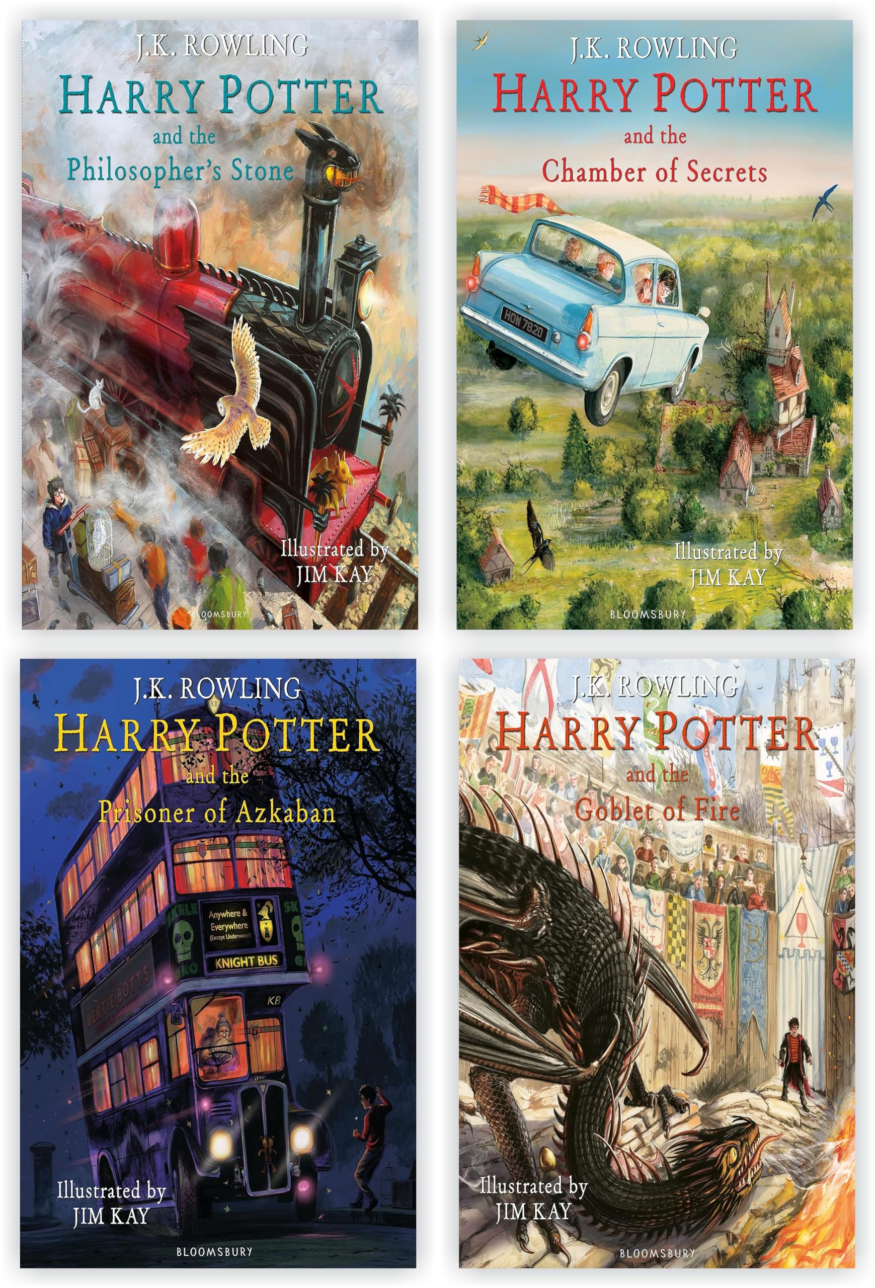 Harry Potter: The Illustrated collection 1-4 Books Set by J.K. Rowling ...