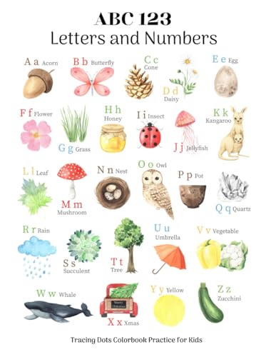ABC 123 Letters and Numbers Tracing Dots Colorbook Practice for Kids ...