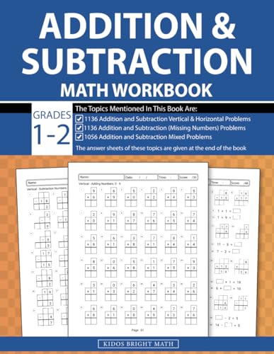 Addition and Subtraction Workbook Grades 1-2: 1st & 2nd-Grade Math ...