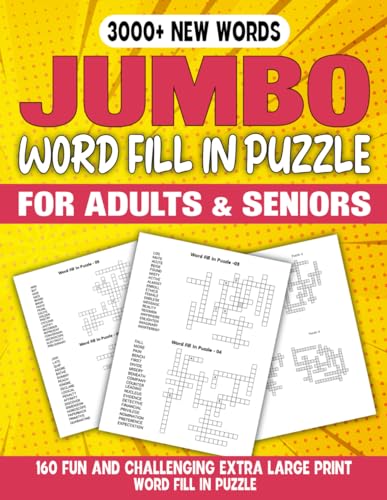 Jumbo Large Print Word Fill In Puzzle For Adults & Seniors: 160 Large ...