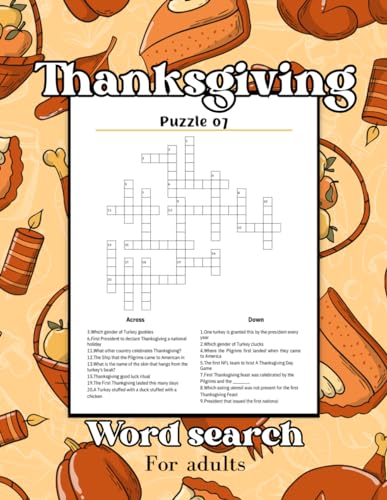 Thanksgiving crossword puzzles for adults: Thanksgiving activity book ...