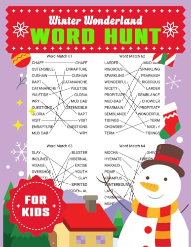 Winter Wonderland Word Hunt For Kids: Match the words on the left with ...