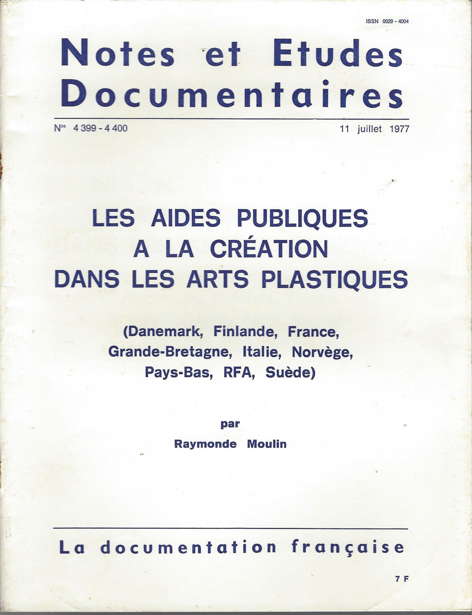 LES AIDES PUBLIQUES A LA CREATION DANS LES ARTS PLASTIQUES by Raymonde ...