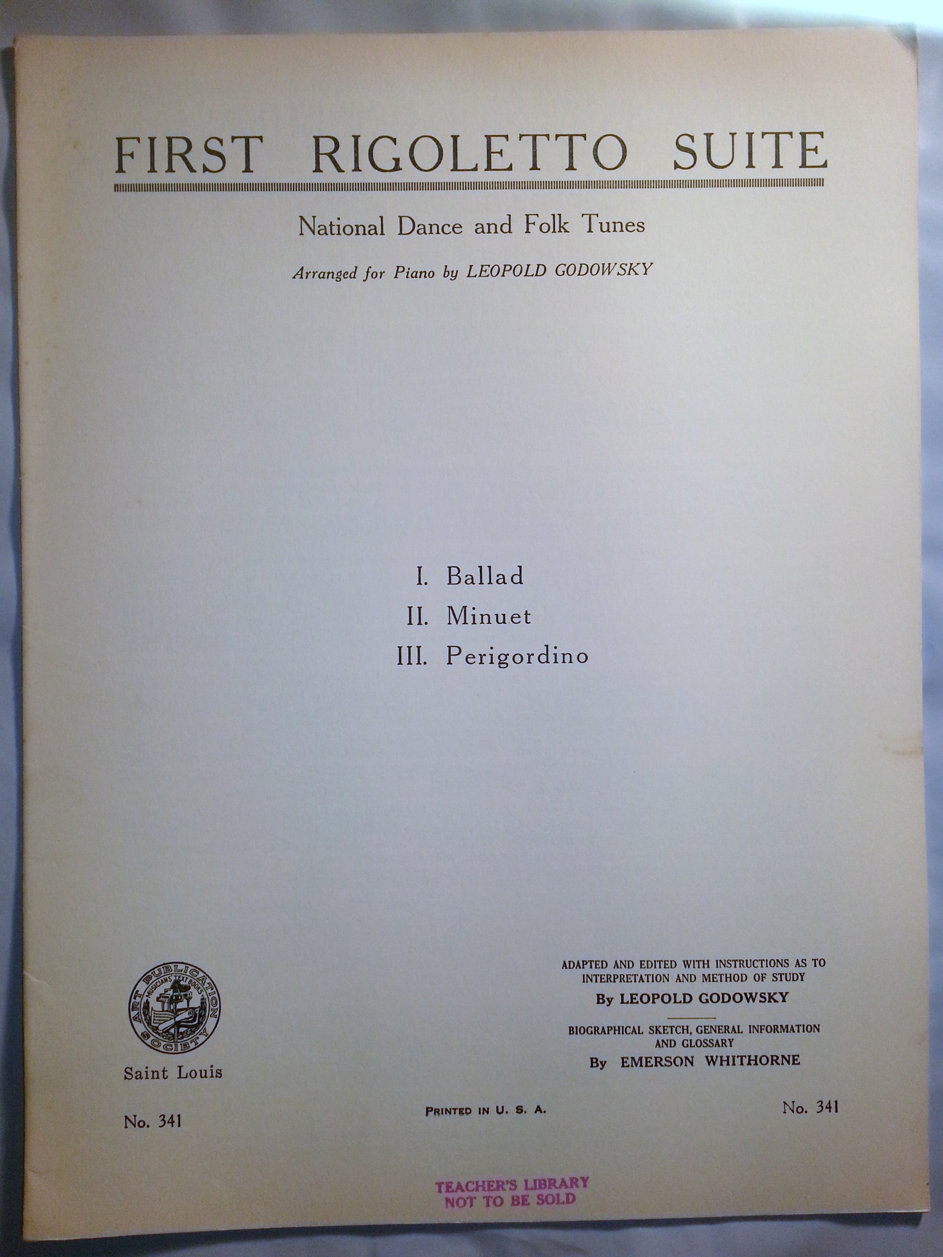 First Rigoletto Suite Rare Vintage Piano Sheet Music 1943 by Lilian ...