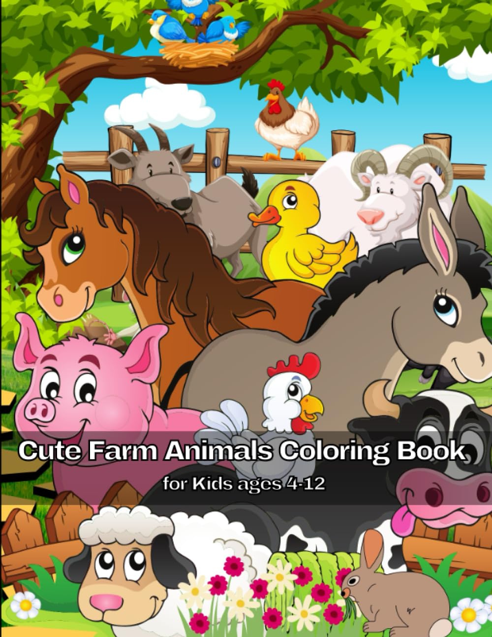Cute Farm Animals Coloring Book for Kids: with 38 Coloring Pages and ...