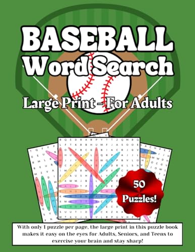 Baseball Word Search: Large Print Word Search Activity Puzzle Book for ...