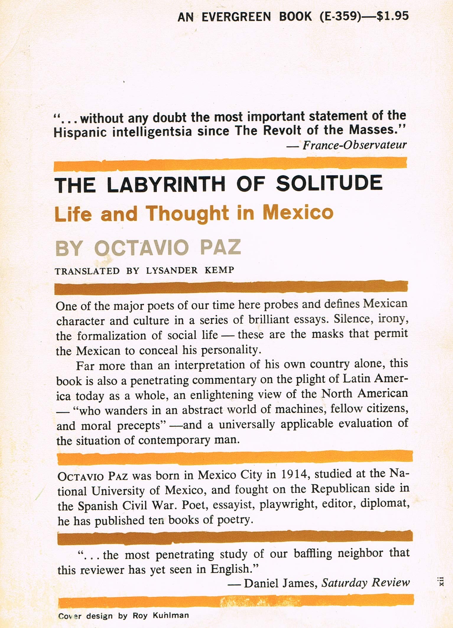 The Labyrinth of Solitude: Life and Thought in Mexico by Octavio Paz ...
