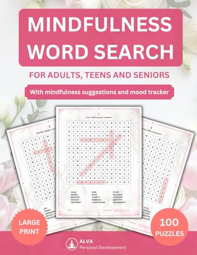 Mindfulness Word Search for Adults, Teens & Seniors: 100 Puzzles Book ...