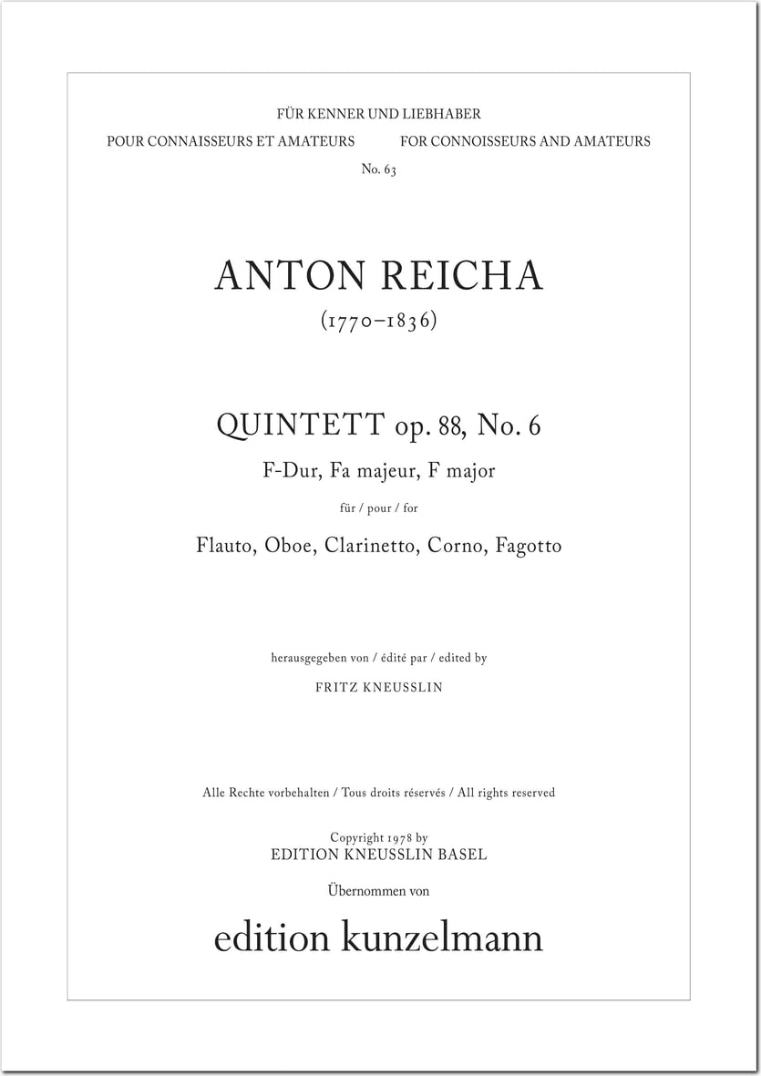 Reicha: Wind Quintet in F Major, Op. 88, No. 6 by REICHA | Goodreads