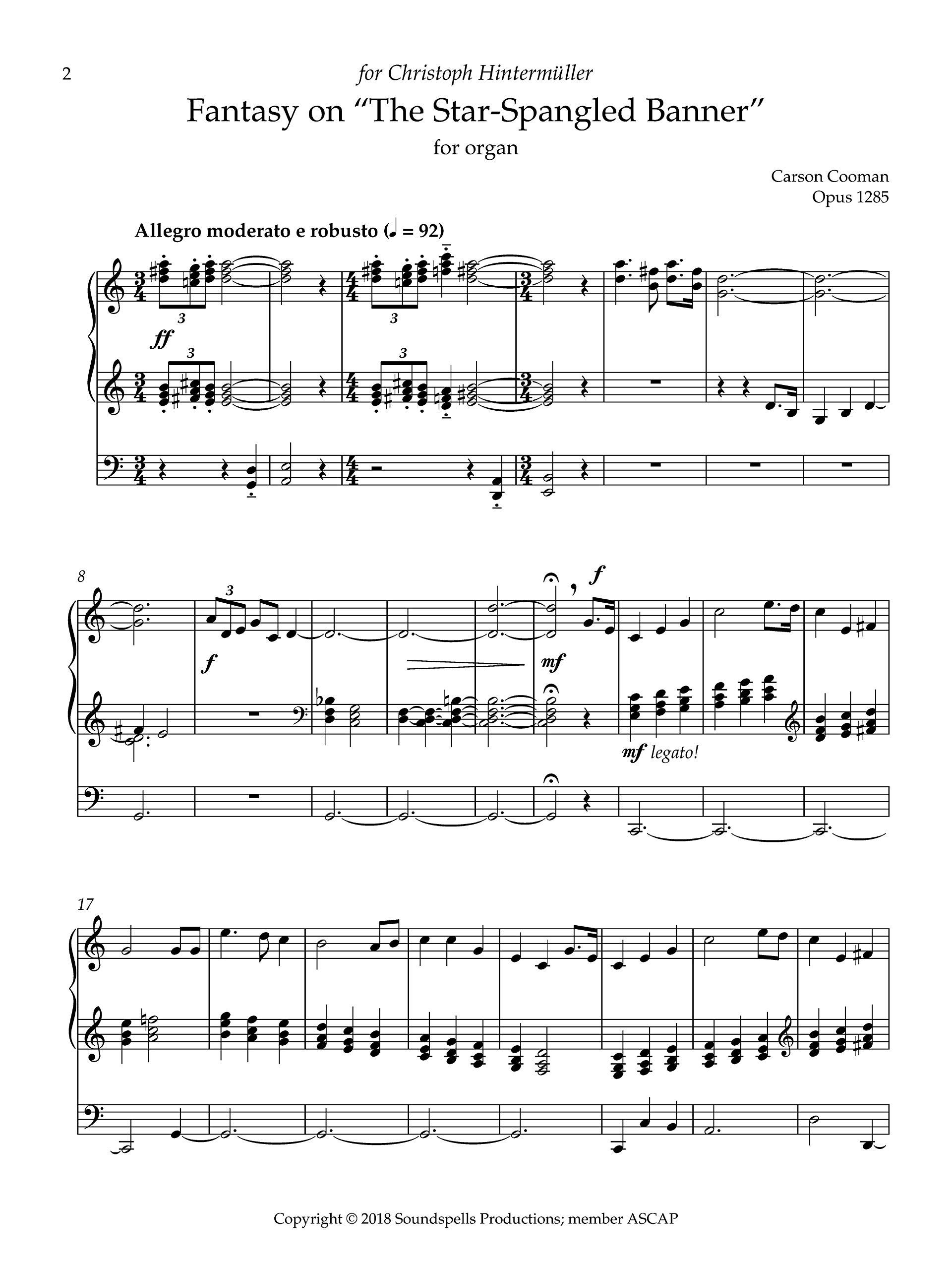 Fantasy on "The Star-Spangled Banner" (Score) by Carson Cooman | Goodreads