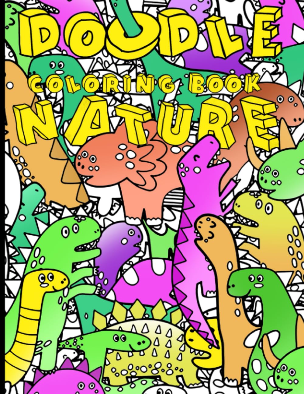 Nature Doodle Coloring Book: Cute Animals And Nature Scene Coloring ...