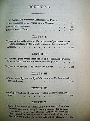 The Provincial Letters of Blaise Pascal; A New Translation by Blaise ...
