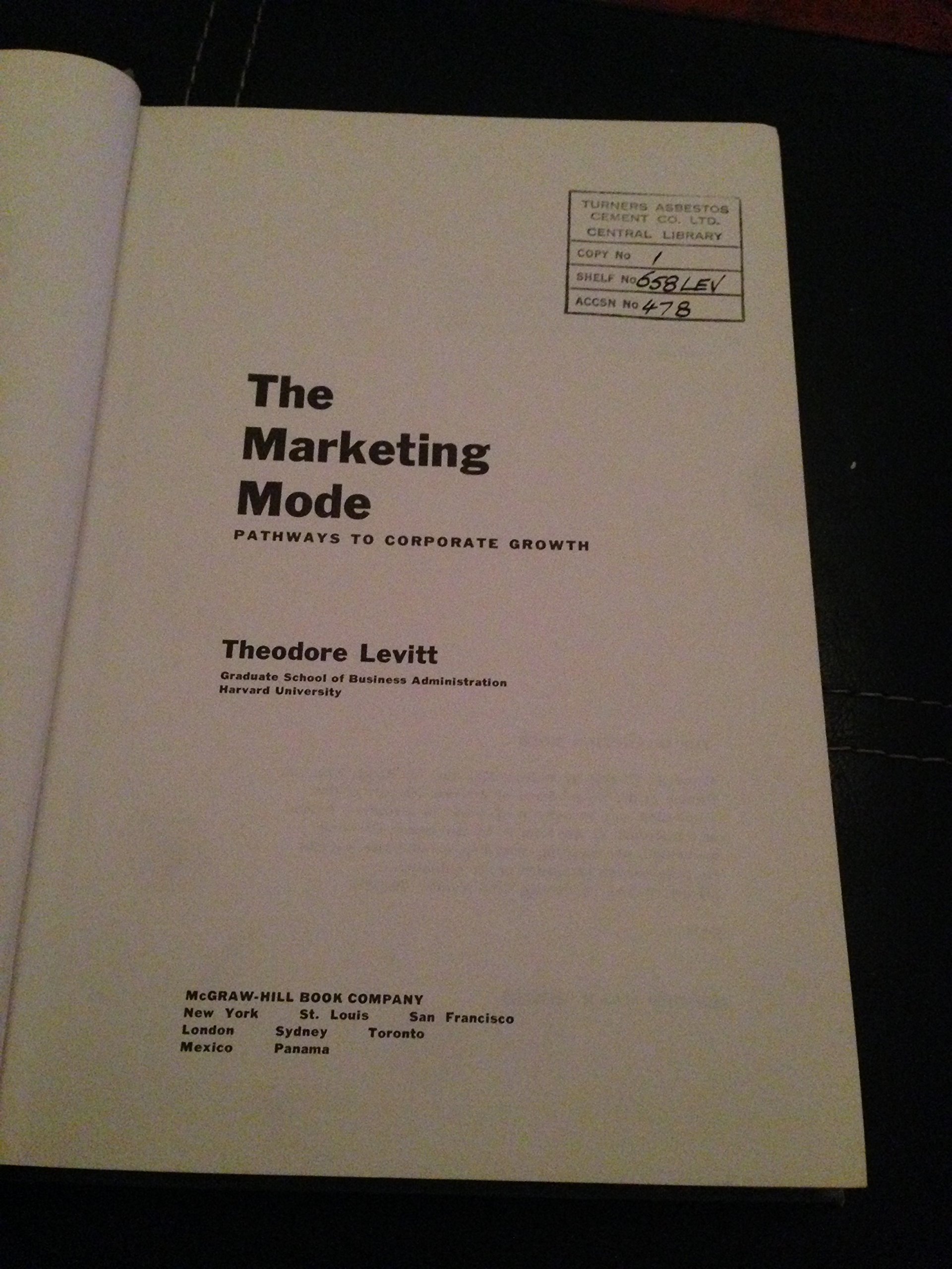 The Marketing Mode Pathways to Corporate Growth by Theodore Levitt ...