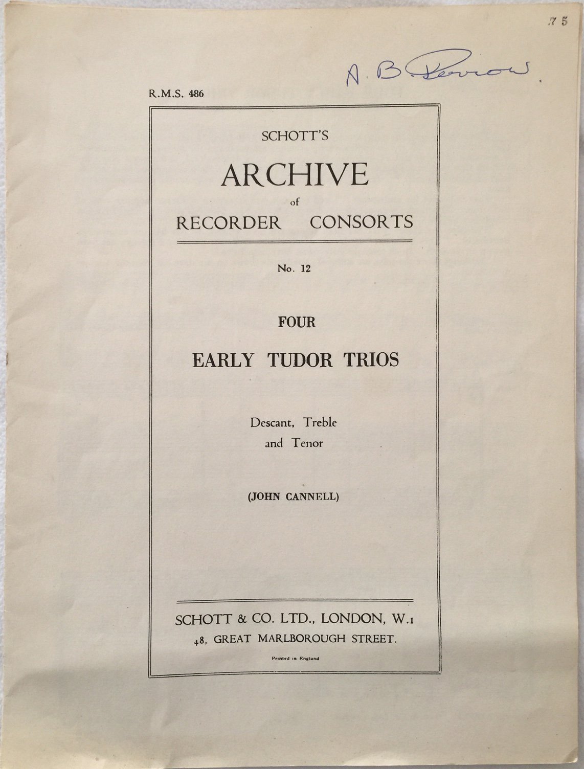 Four Early Tudor Trios, etc. [Score.] by John Cannell | Goodreads
