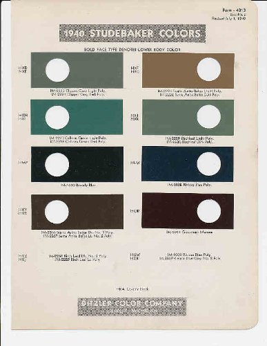1940 Studebaker Color Paint Chip Page by Studebaker | Goodreads
