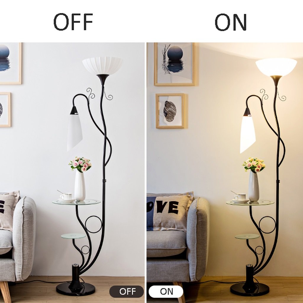 indoor pole light Living Room with Coffee Glass Table Vertical Iron ...