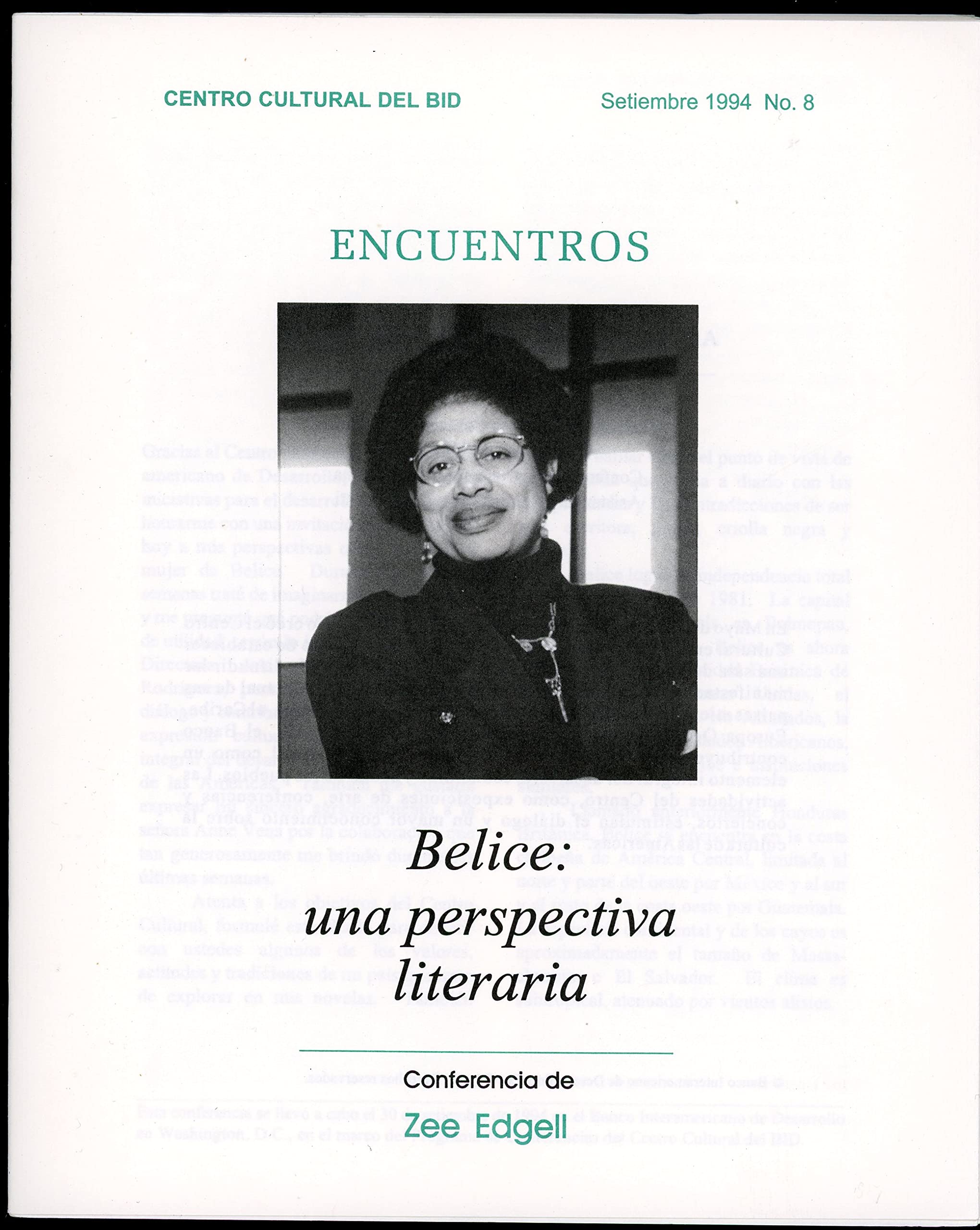 Belice: una perspectiva literaria: conferencia / de Zee Edgell by Zee ...
