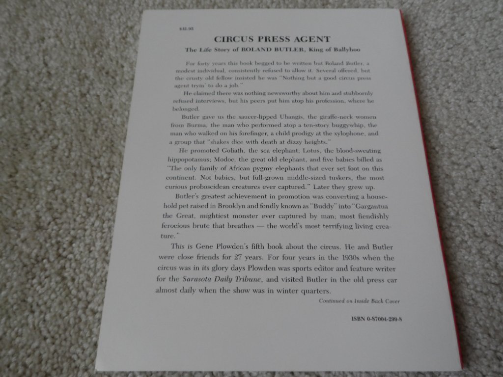 Circus Press Agent by Gene Plowden | Goodreads