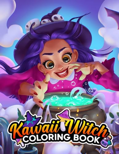 Kawaii Witch Coloring Books: Artistic Illustrations Relaxation Coloring ...