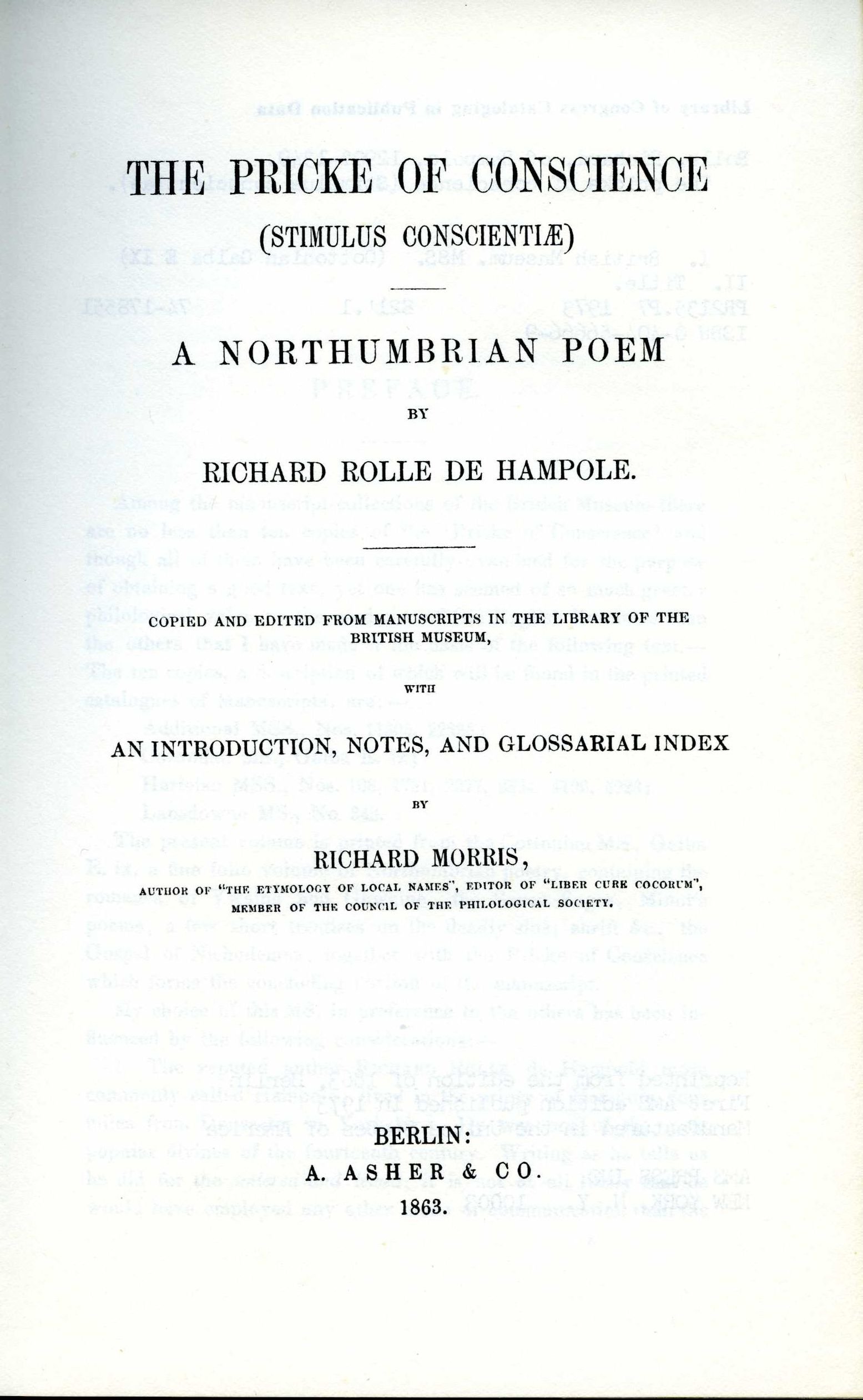 The pricke of conscience (Stimulus conscientiae);: A Northumbrian poem ...