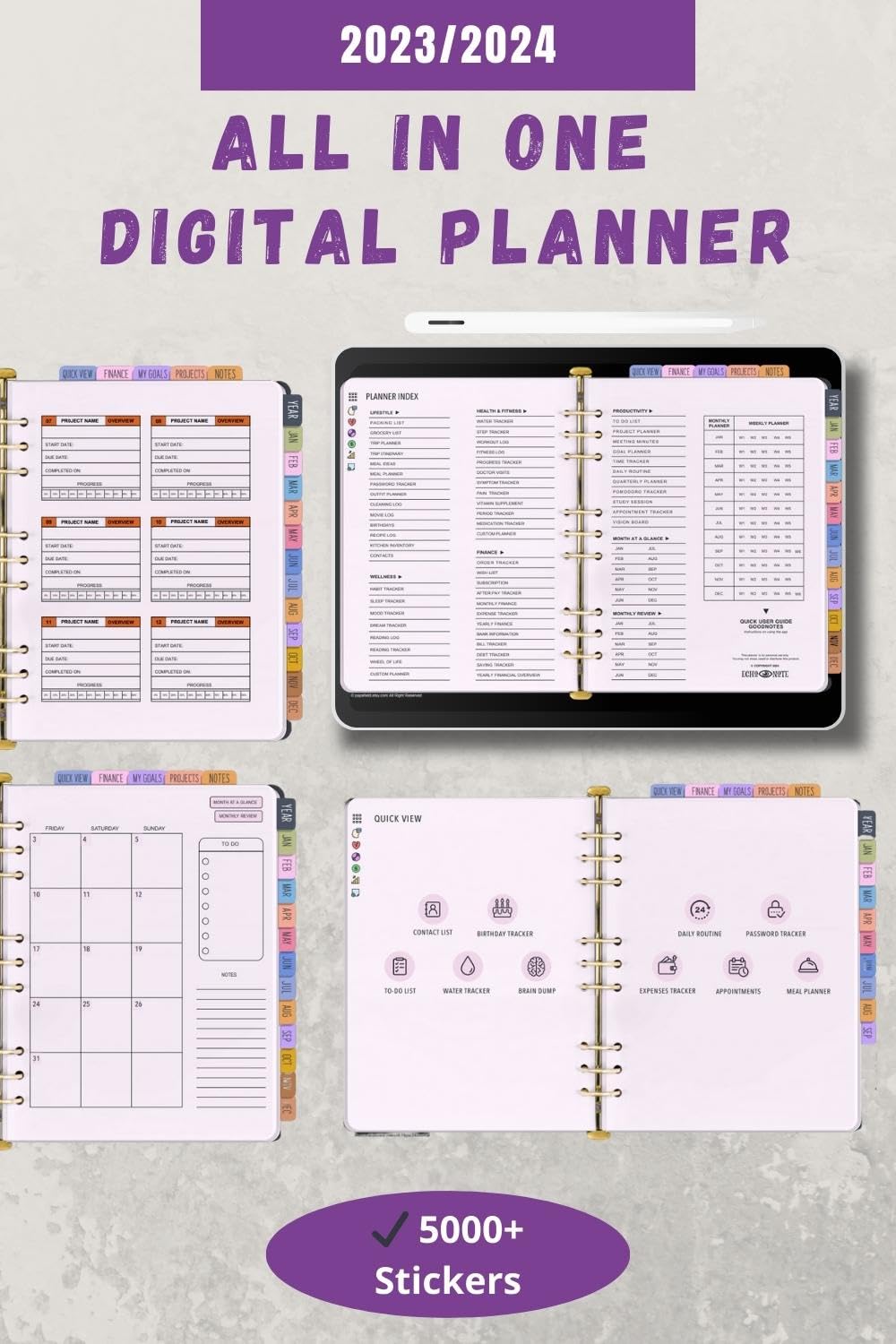 Undated Goodnotes Planner, Monthly Digital Planner, Goodnotes Template ...