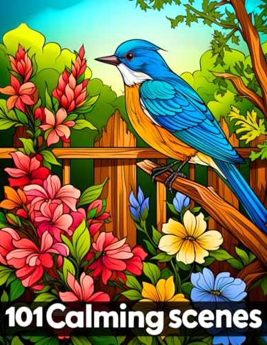 101 Calming Scenes: Relaxing Landscapes Coloring Book with Beautiful ...